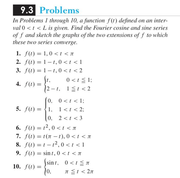 Solved - = 9.3 Problems In Problems 1 through 10, a function | Chegg.com