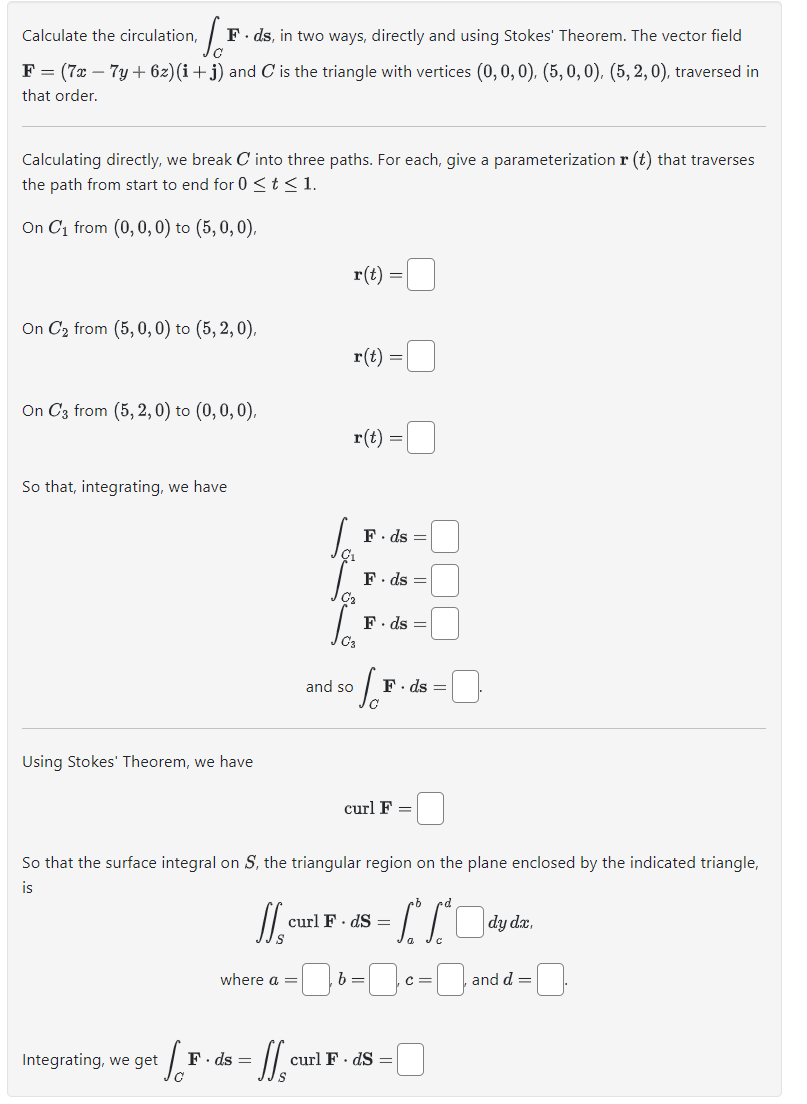 Solved Calculate the circulation, ∫C﻿F*ds, ﻿in two ways, | Chegg.com