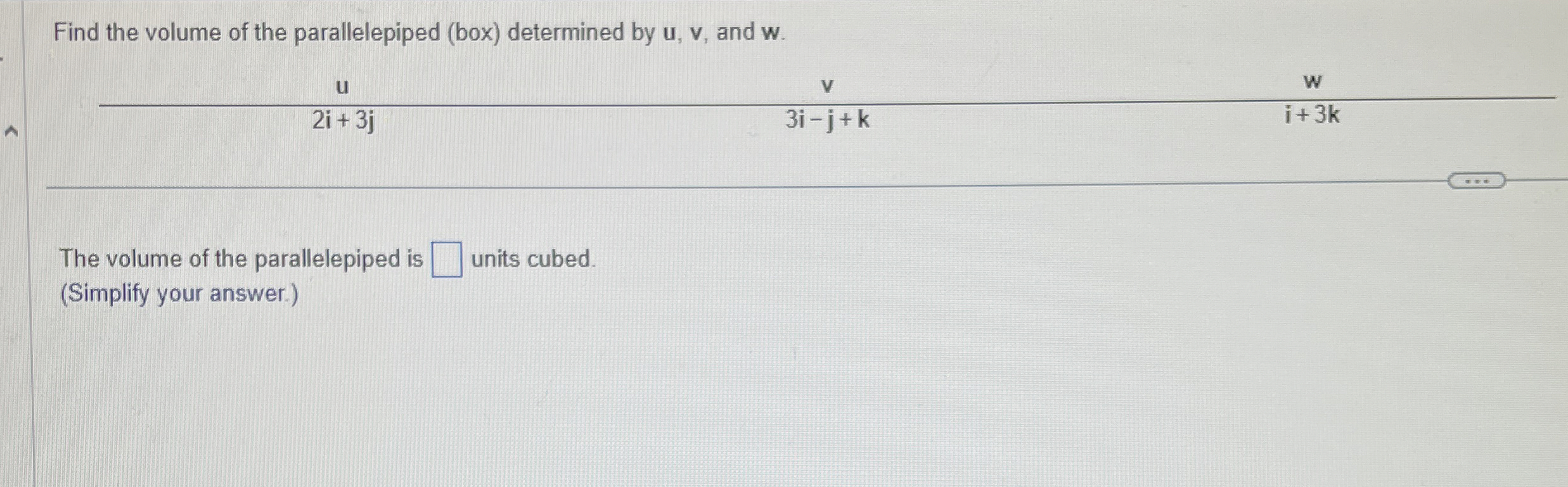 Solved Find the volume of the parallelepiped (box) | Chegg.com
