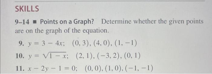 Solved 9-14 Points on a Graph? Determine whether the given | Chegg.com