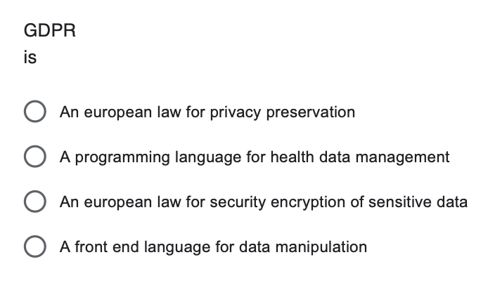 Solved So what is the correct answer?GDPR is:An european law | Chegg.com