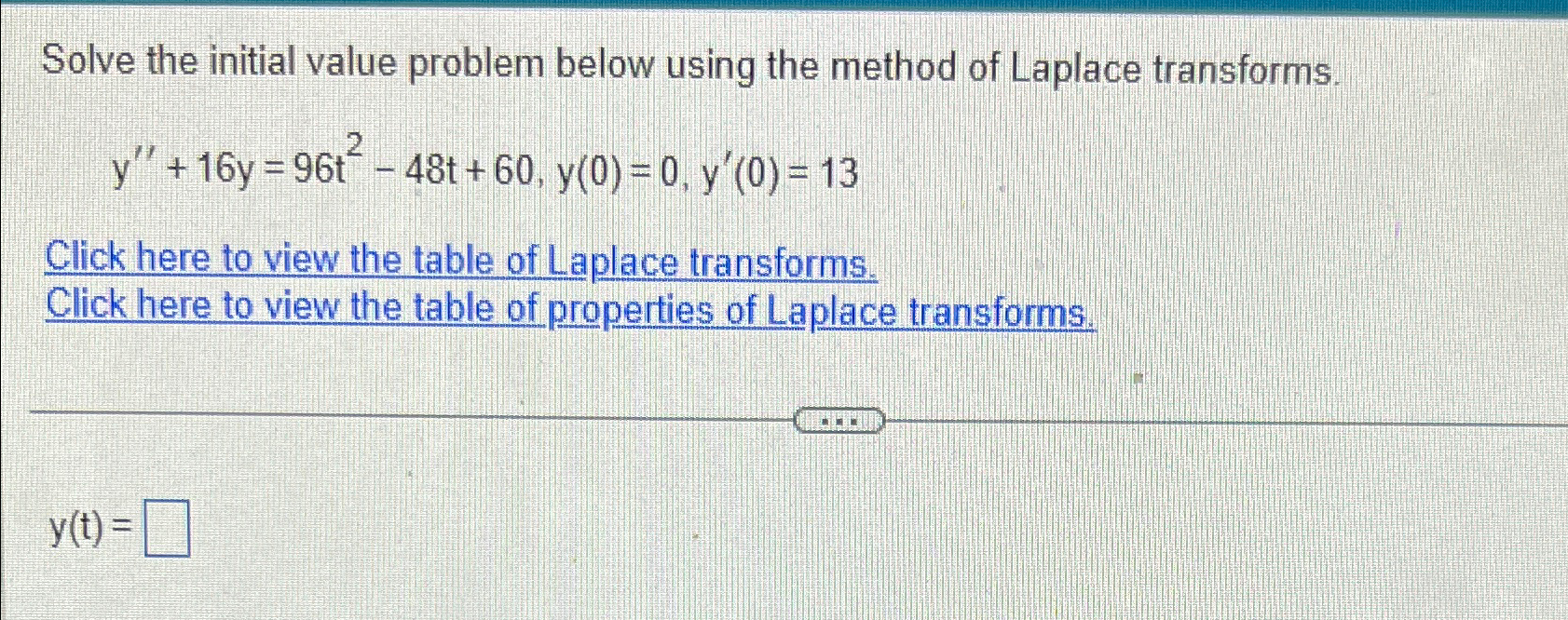 Solved Solve the initial value problem below using the | Chegg.com