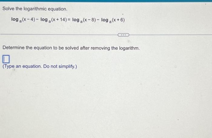 Solved Solve the logarithmic equation. | Chegg.com