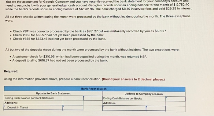 Solved You are the accountant for Georgia Company and you | Chegg.com