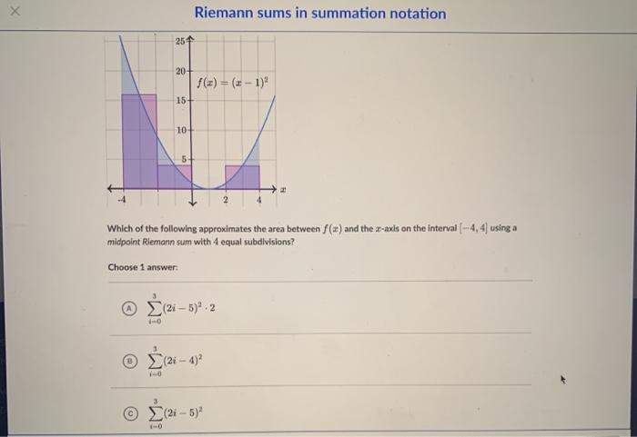 Solved x Riemann sums in summation notation 25+ 20-1 F() = | Chegg.com