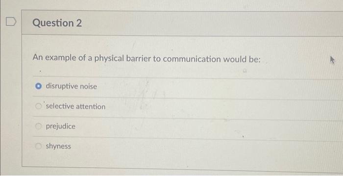 Question 2 An example of a physical barrier to | Chegg.com