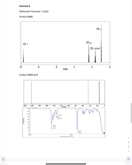 Solved Exercise 6 Molecular Formular: C.H.O Proton NMR: ; | Chegg.com