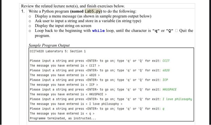 Solved Review the related lecture note (s), and finish | Chegg.com