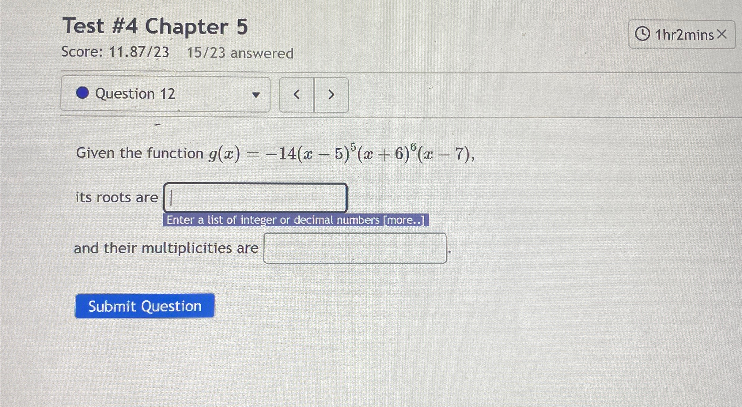Solved Test #4 ﻿Chapter 5Score: 11.87/23 15/23 | Chegg.com