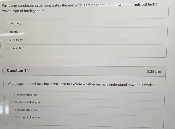 Solved Pavlovian conditioning demonstrates the ability to | Chegg.com