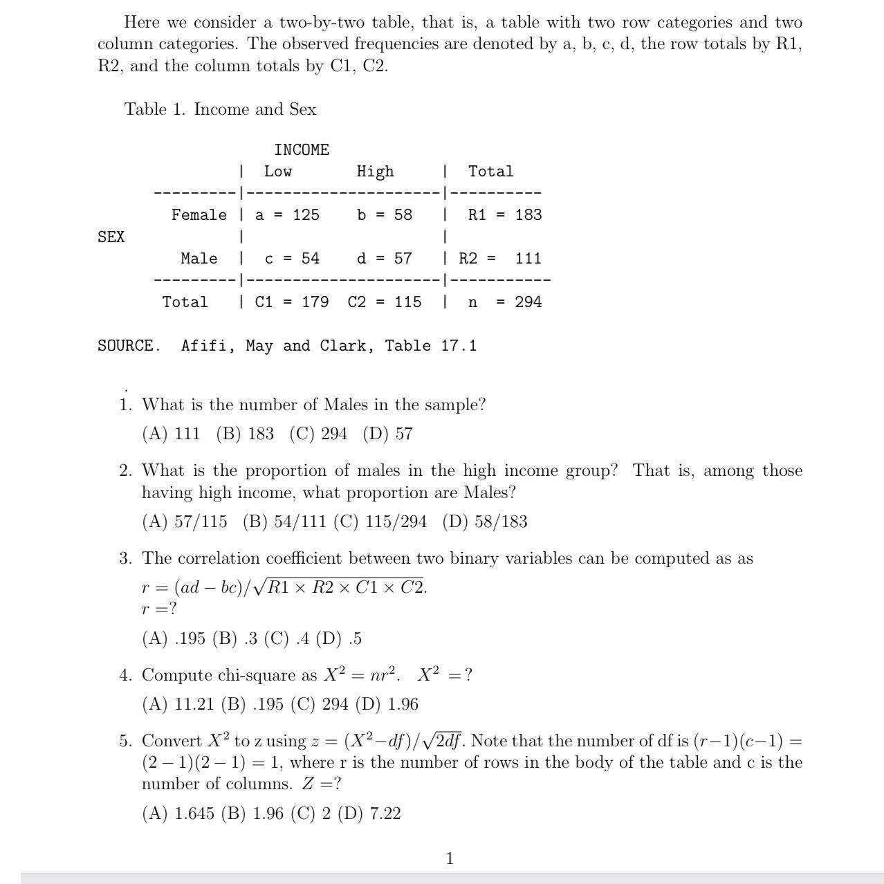 Solved Here we consider a two-by-two table, that is, ﻿a | Chegg.com