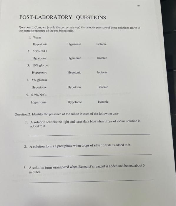 Solved Question 1. Compare (circle the correct answer) the | Chegg.com