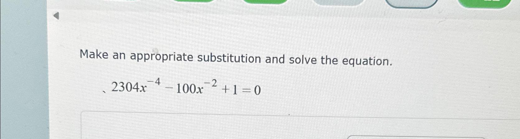 Solved Make an appropriate substitution and solve the | Chegg.com