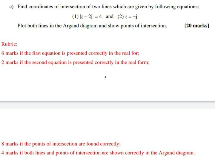 Solved c) Find coordinates of intersection of two lines | Chegg.com