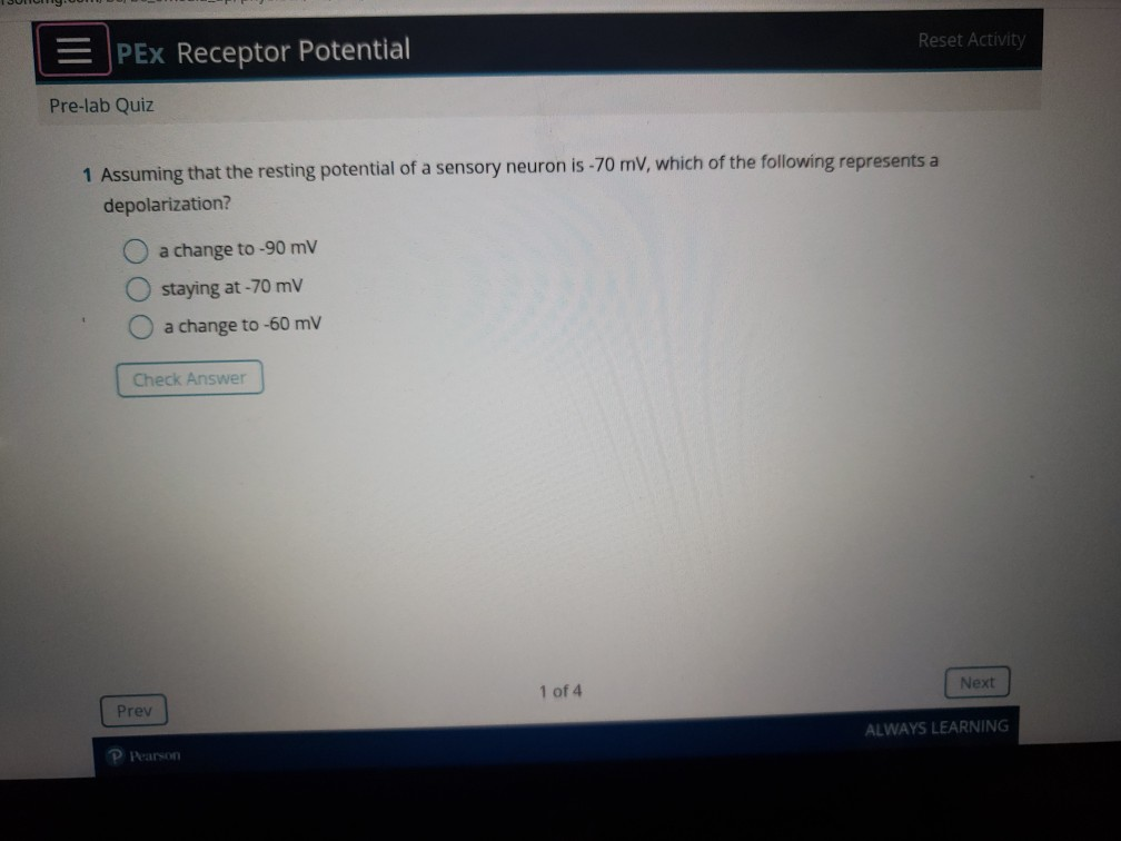 Solved Reset Activity = PEx Receptor Potential Pre-lab Quiz | Chegg.com