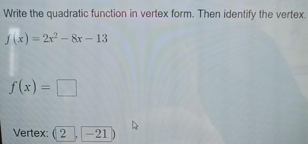 Solved Write the quadratic function in vertex form. Then | Chegg.com