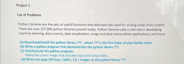 Solved List of Problems Python Libraries are the sets of | Chegg.com