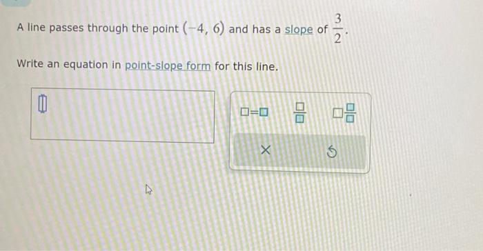 Solved A line passes through the point (−4,6) and has a | Chegg.com