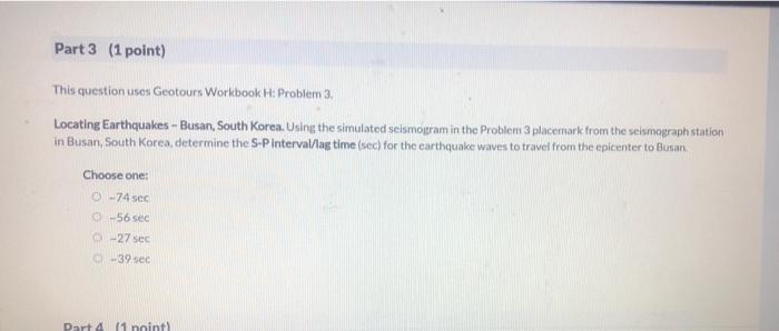 Solved Part 3 (1 point) This question uses Geotours Workbook | Chegg.com