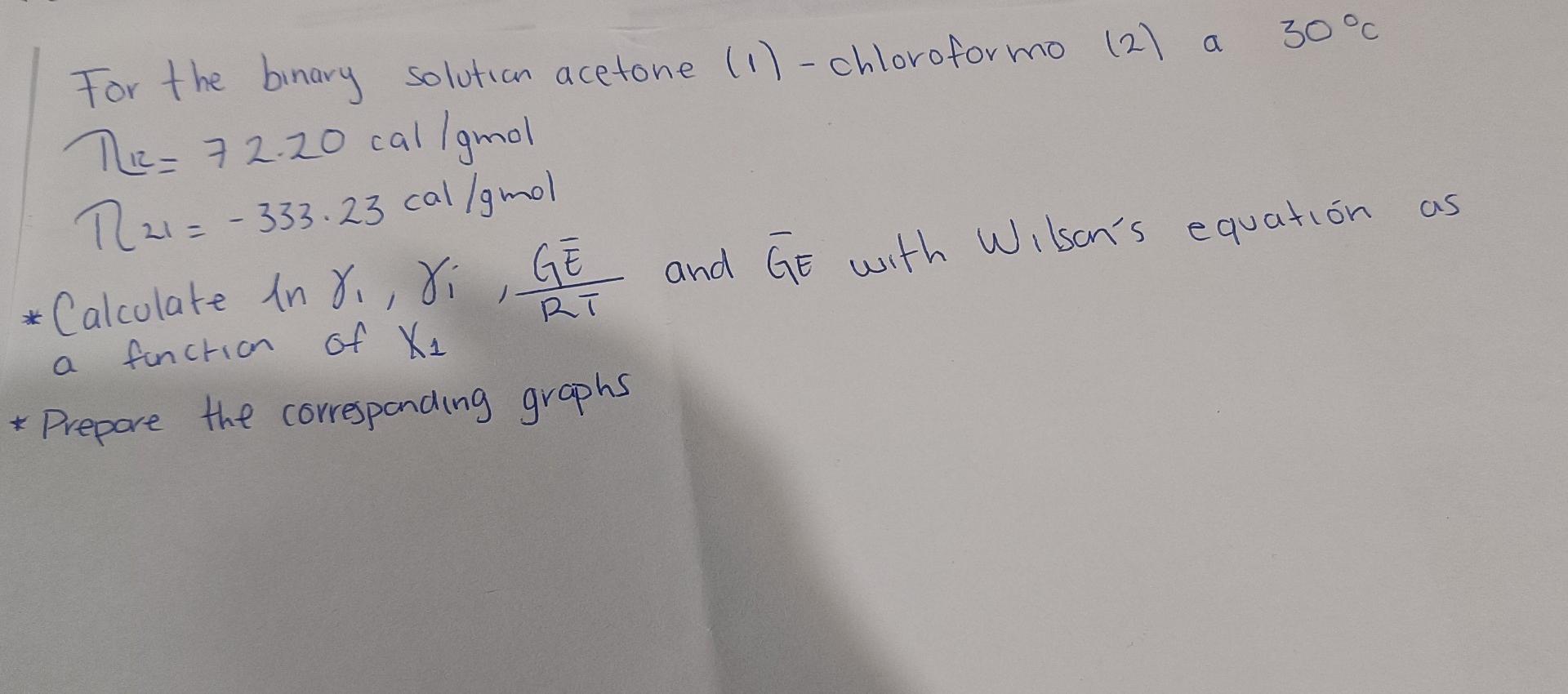 Solved For the binary solution acetone (1)-chloroformo (2) a | Chegg.com