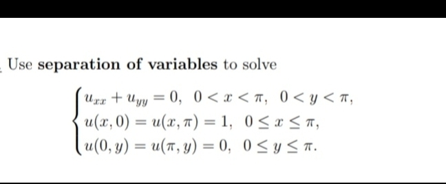 Solved Use separation of variables to solveu×+uyy=0,0 | Chegg.com