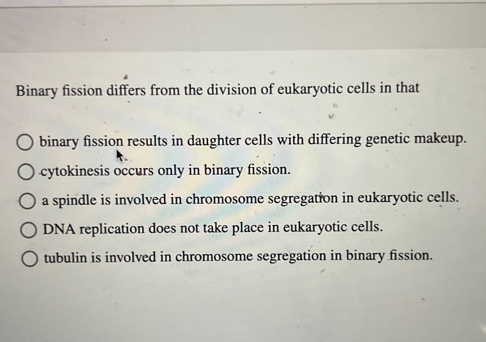 Solved Binary fission differs from the division of | Chegg.com