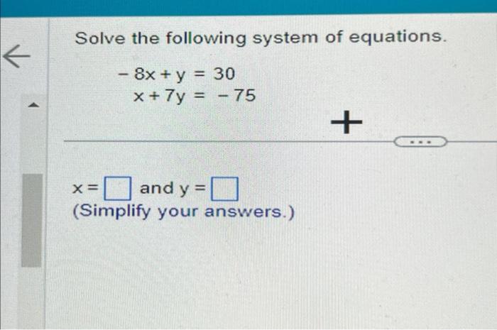 Solved Solve the following system of equations. | Chegg.com
