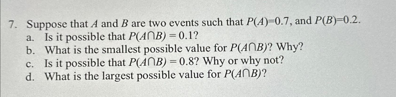 Solved Suppose that A and B ﻿are two events such that | Chegg.com