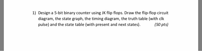 Solved 1) Design a 5-bit binary counter using JK flip flops. | Chegg.com