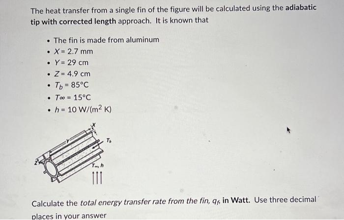 Solved The heat transfer from a single fin of the figure | Chegg.com