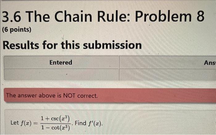 Solved 3.6 The Chain Rule: Problem 8 ( 6 points) Results for | Chegg.com
