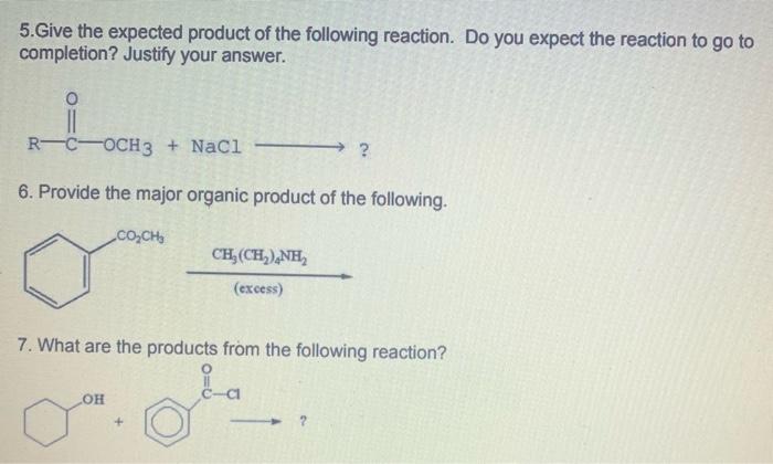 Solved 5.Give the expected product of the following | Chegg.com