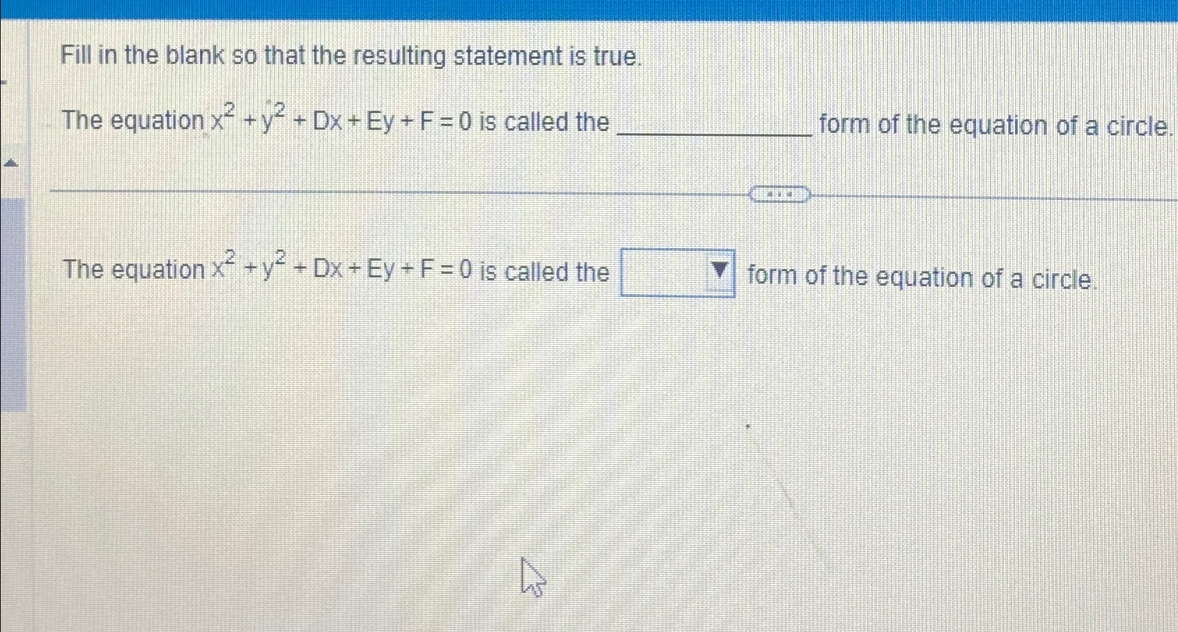 Solved Fill in the blank so that the resulting statement is | Chegg.com