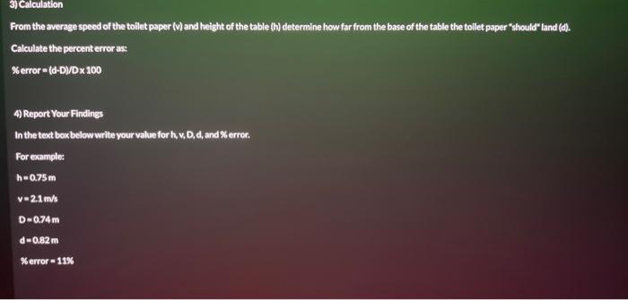 1) Measuring the initial velocity Measure adistance | Chegg.com
