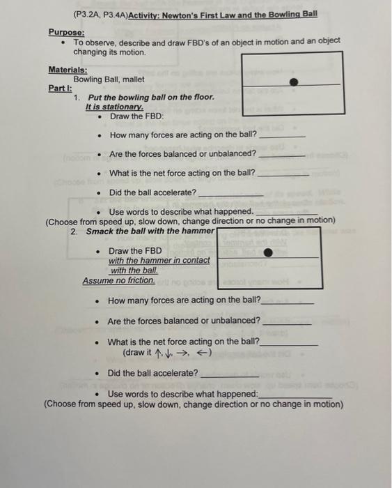Solved (P3.2A, P3.4A)Activity: Newton's First Law and the | Chegg.com