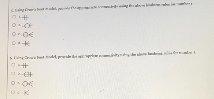 Solved Using Crow's Foot Model, provide the appropriate | Chegg.com