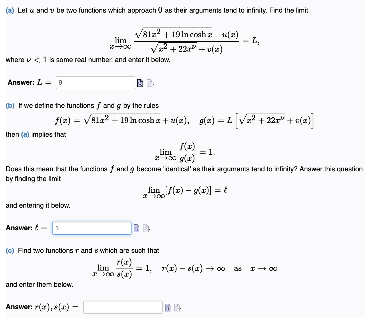 Solved (a) ﻿Let u ﻿and v ﻿be two functions which approach 0 | Chegg.com