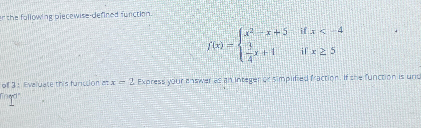 Solved r the following piecewise-defined | Chegg.com