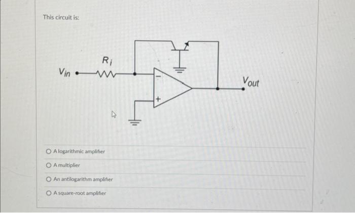 Solved This circuit is: A logarithmic amplifier A multiplier | Chegg.com