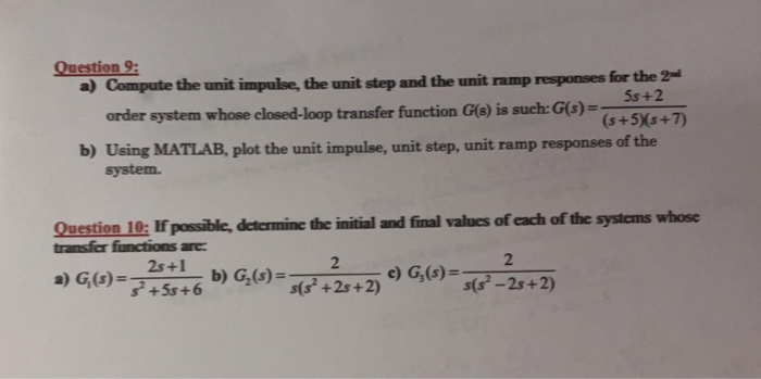 Solved Question 9: a) Compute the unit impulse, the unit | Chegg.com