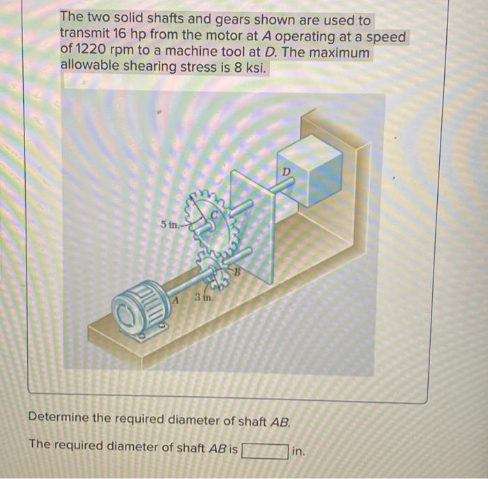 Solved The two solid shafts and gears shown are used to | Chegg.com