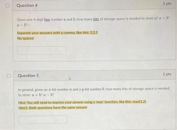 Solved Given one 4 -digit hex number a and b, how many bits | Chegg.com