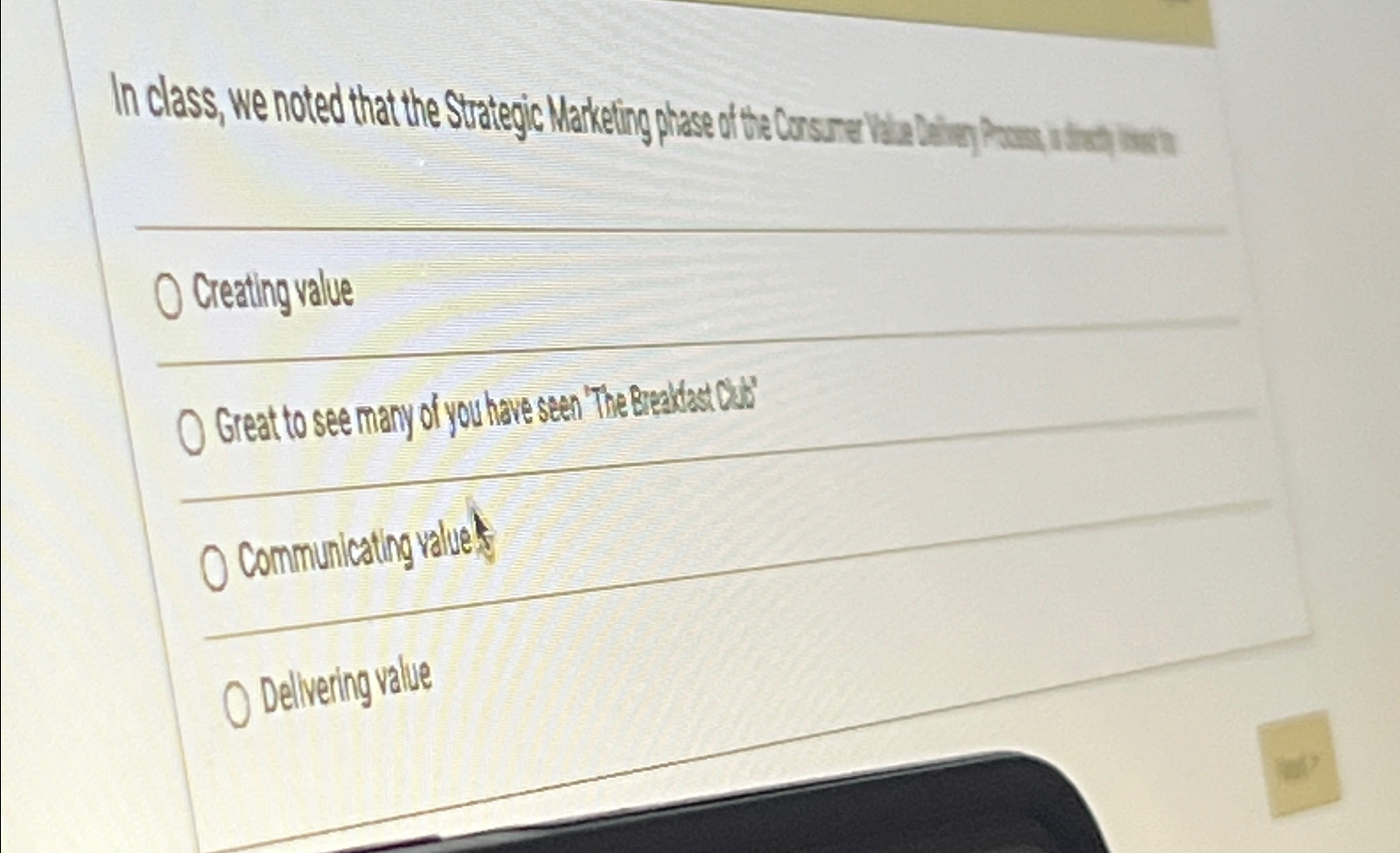 Solved O Creating yalueO communicating valuetDellvering | Chegg.com
