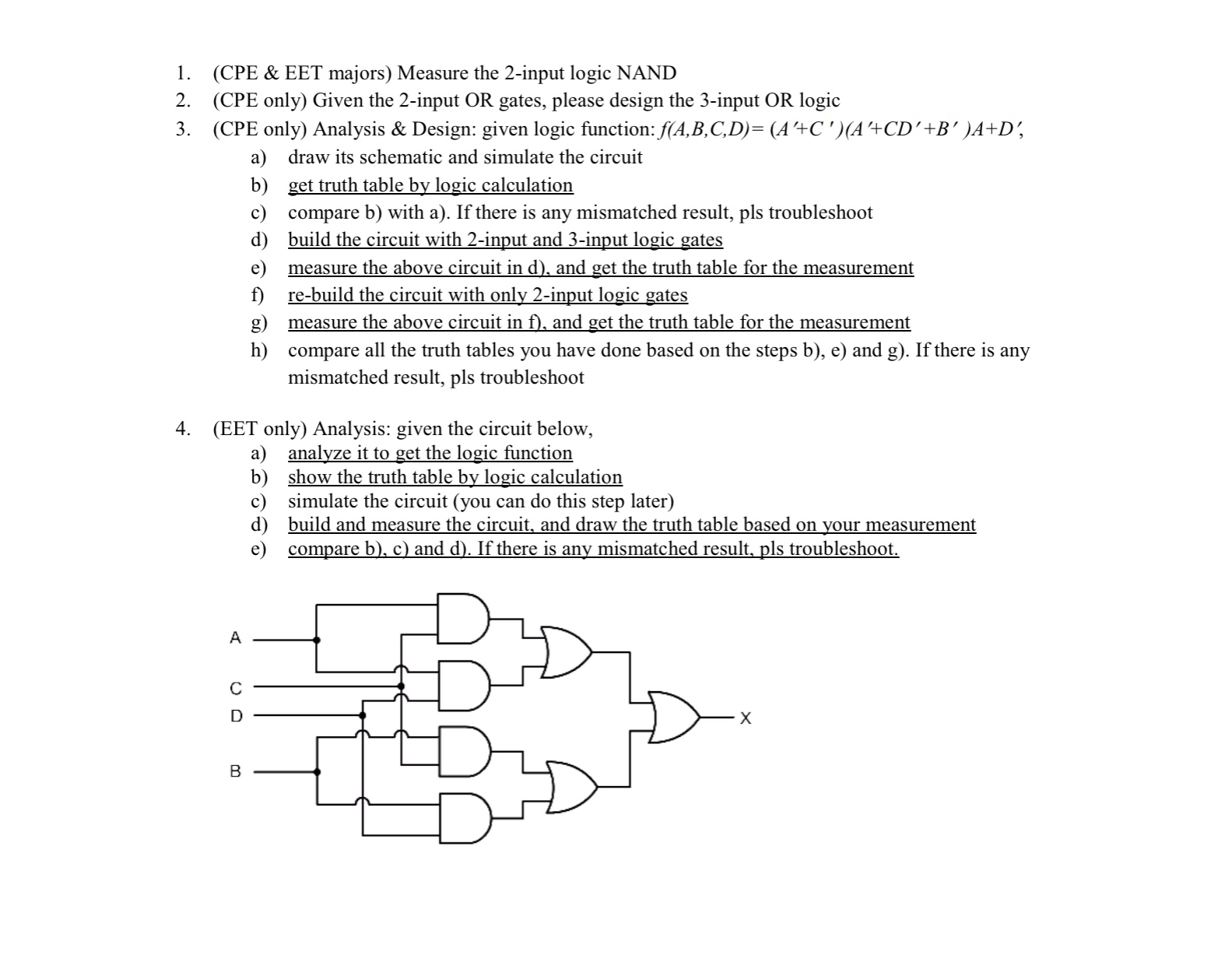 Solved (CPE & EET majors) ﻿Measure the 2-input logic | Chegg.com