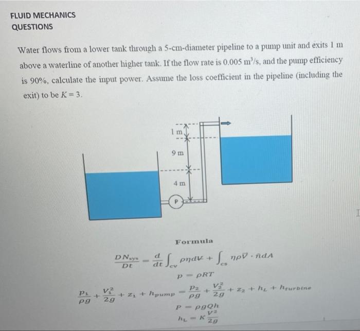 Solved FLUID MECHANICS QUESTIONS Water flows from a lower | Chegg.com
