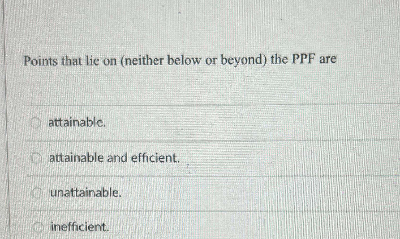 Solved Points that lie on (neither below or beyond) ﻿the PPF | Chegg.com