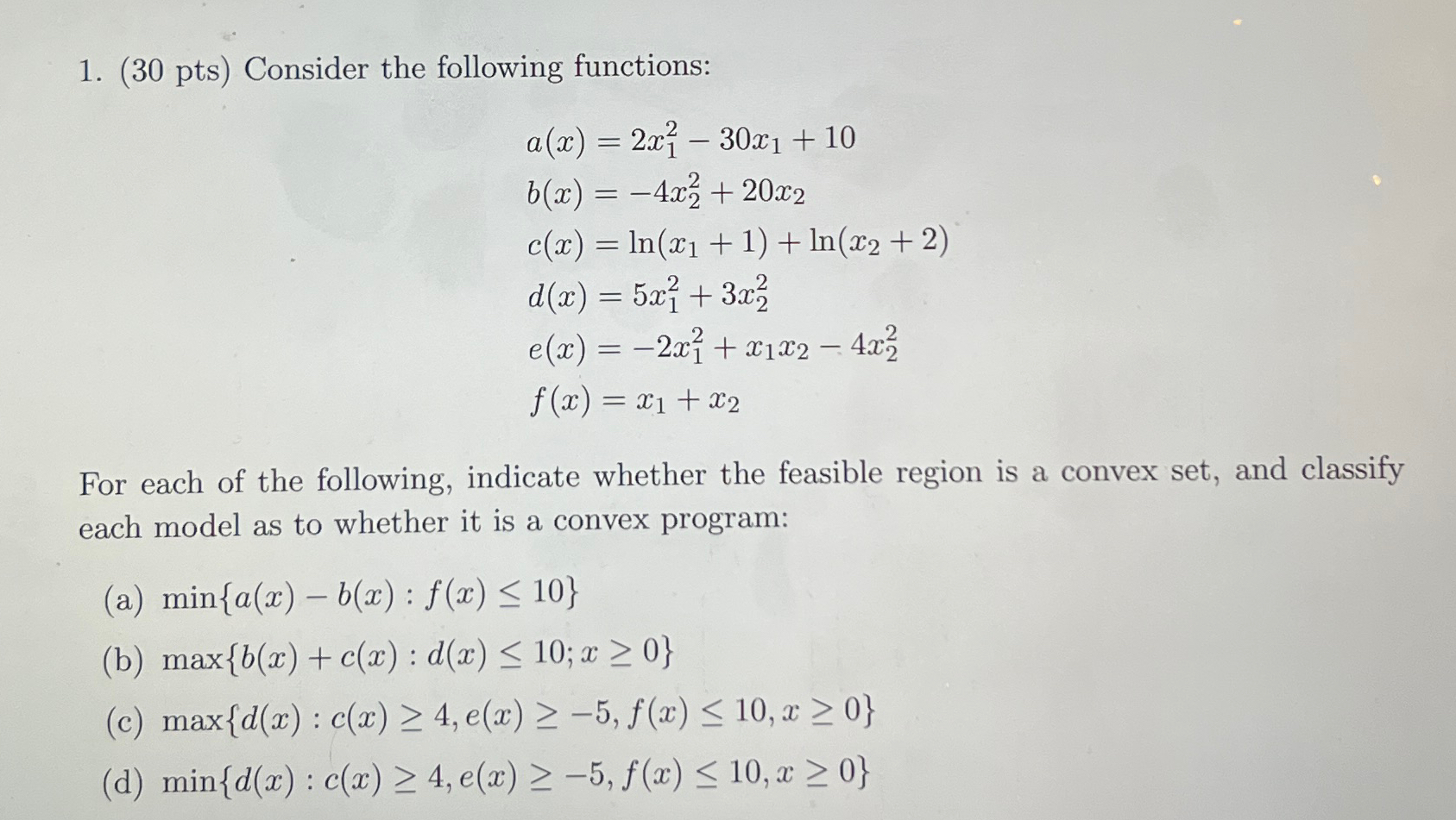 Solved (30 ﻿pts) ﻿Consider the following | Chegg.com