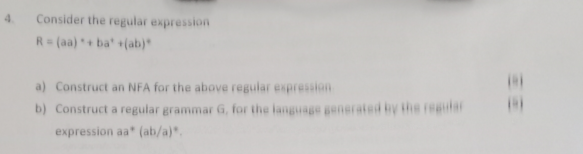 Solved Consider the regular expressionR=(aa)**+ba++(ab)**a) | Chegg.com