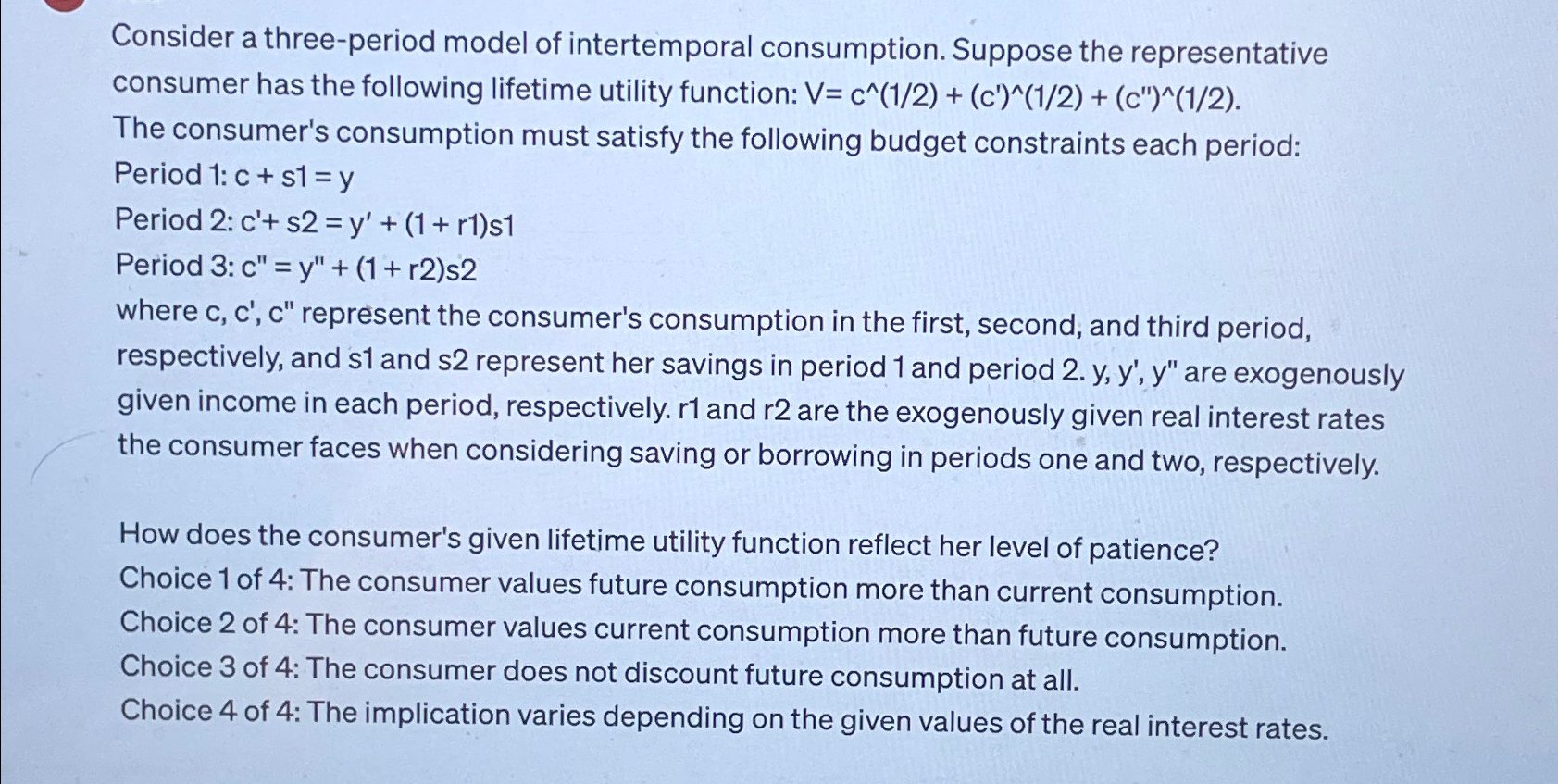 Solved Consider a three-period model of intertemporal | Chegg.com