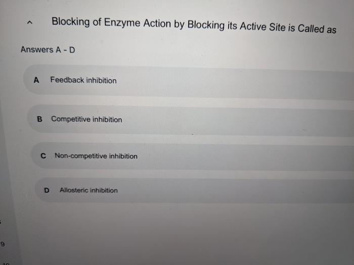Solved Blocking of Enzyme Action by Blocking its Active Site | Chegg.com